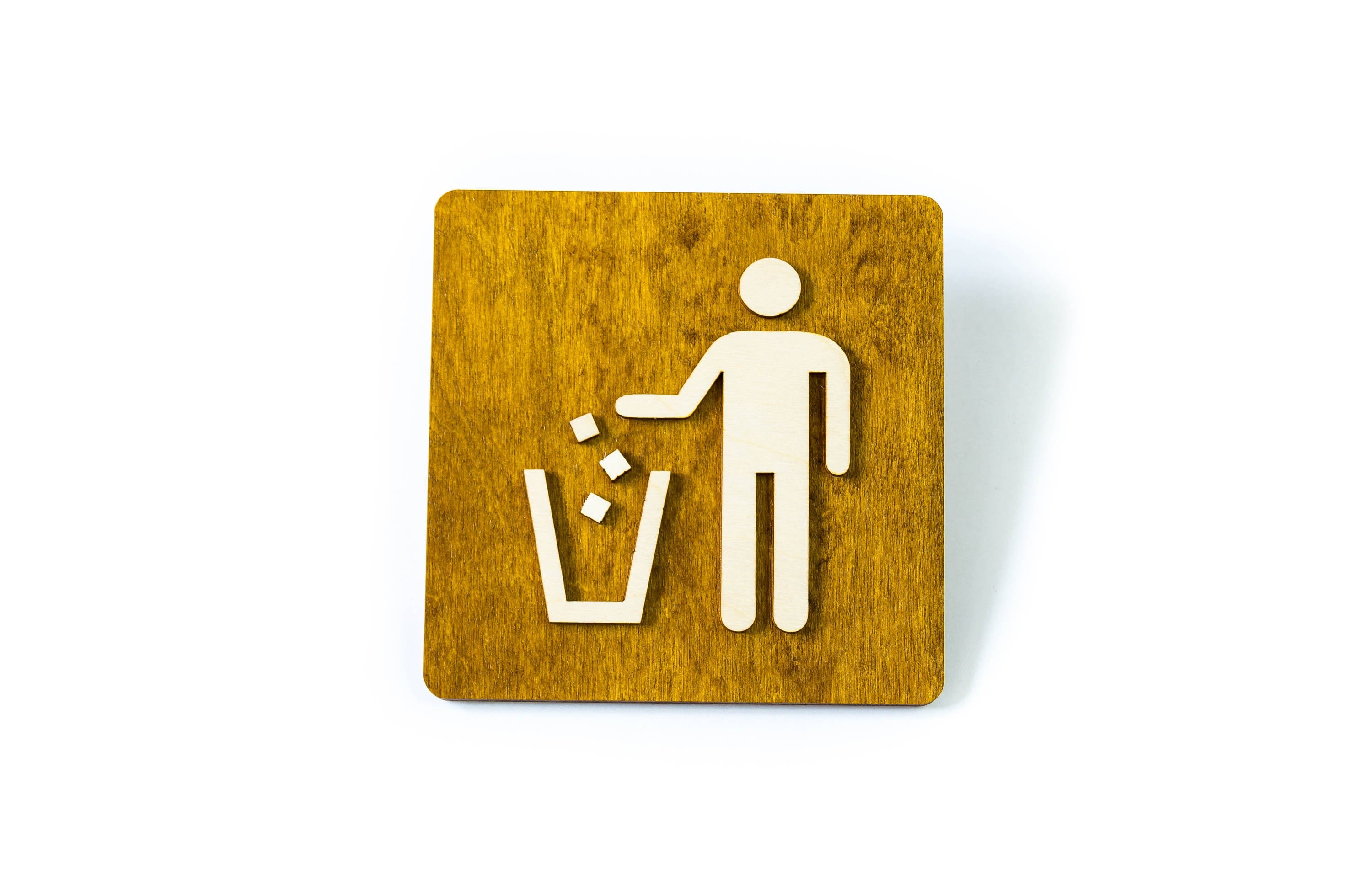 Trash Bin, Garbage Door Sign – woodendoorsign.com by Etch.pl