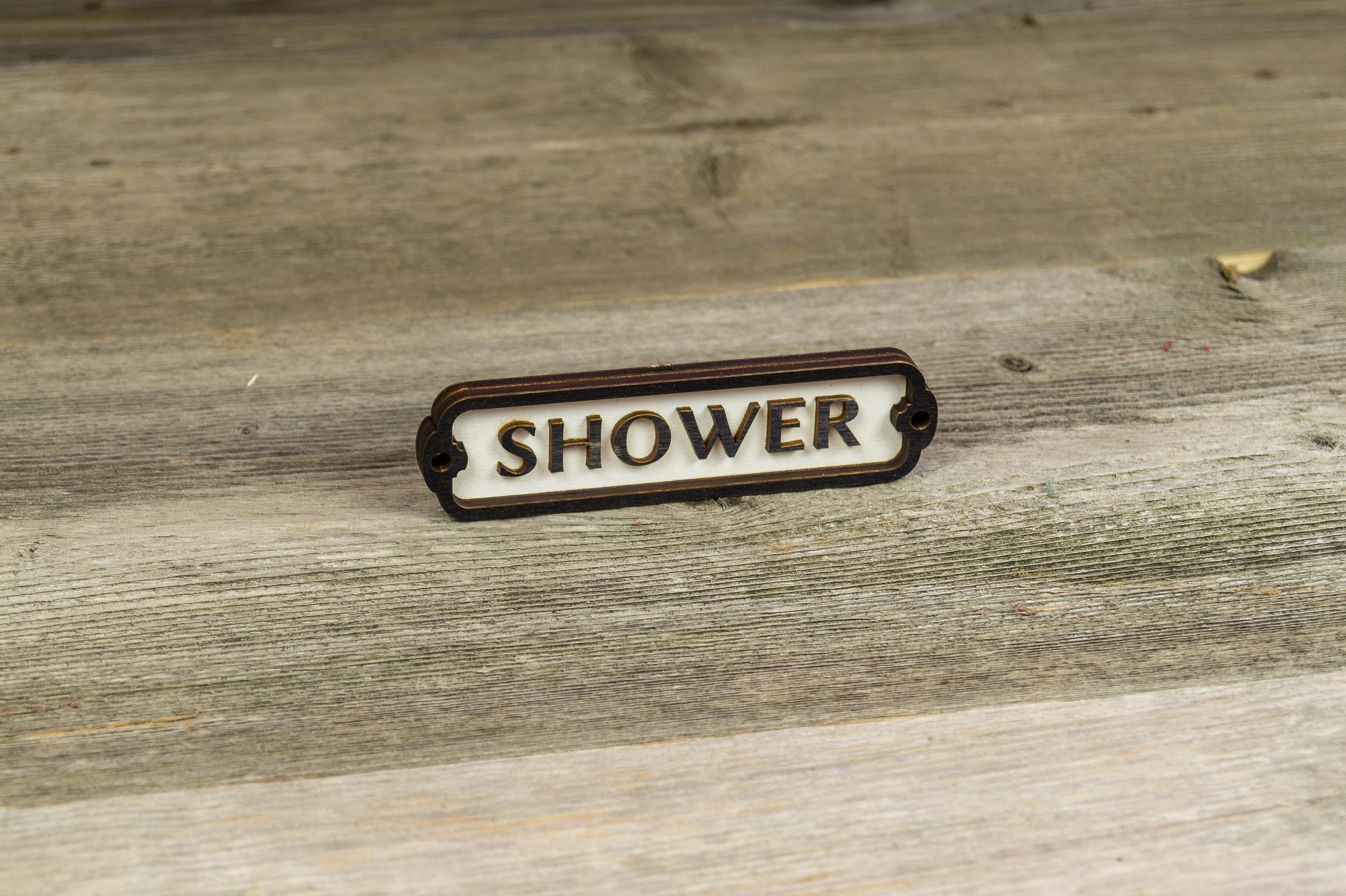 Shower Door Sign – woodendoorsign.com by Etch.pl