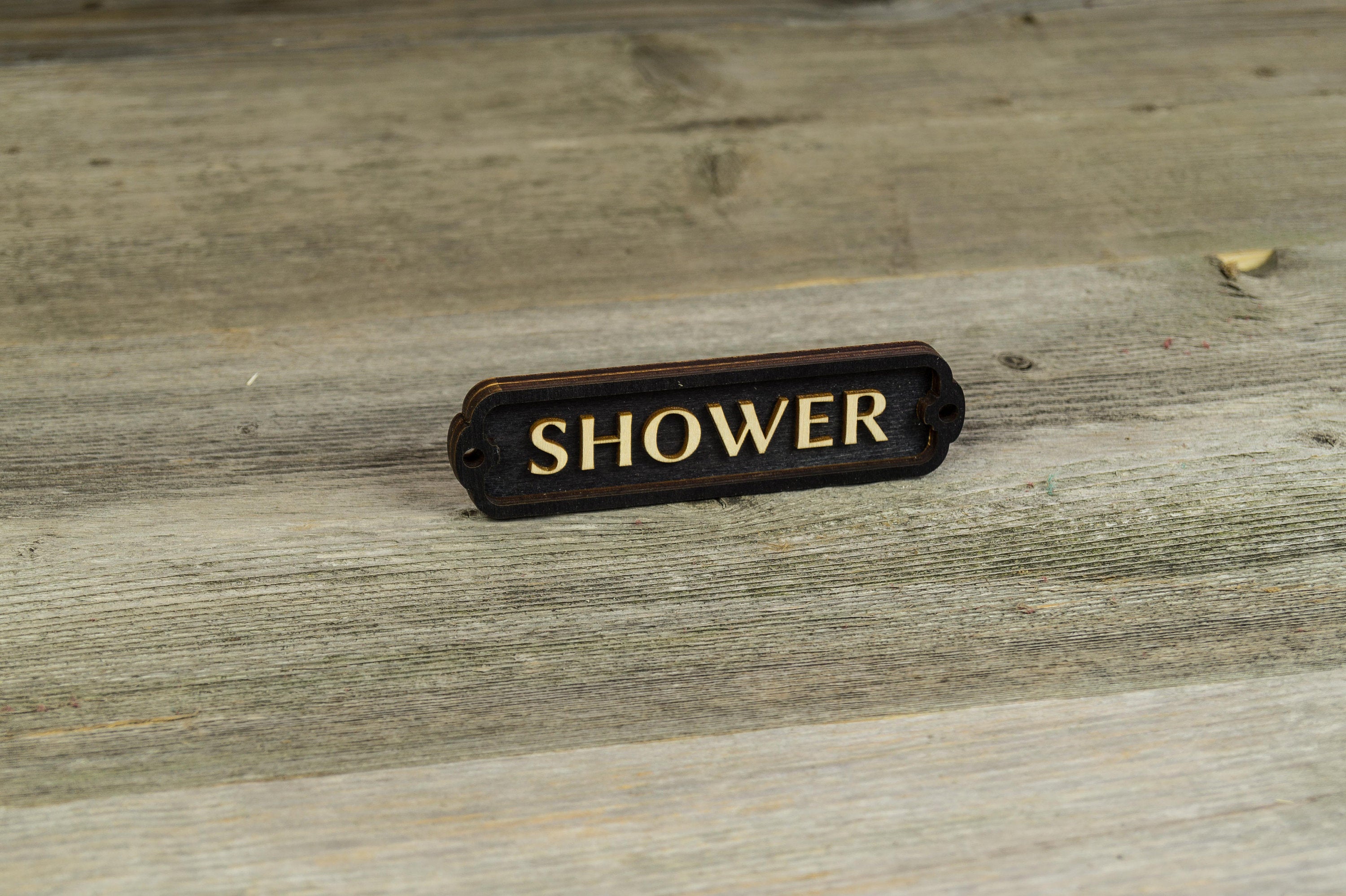 Shower Door Sign – woodendoorsign.com by Etch.pl