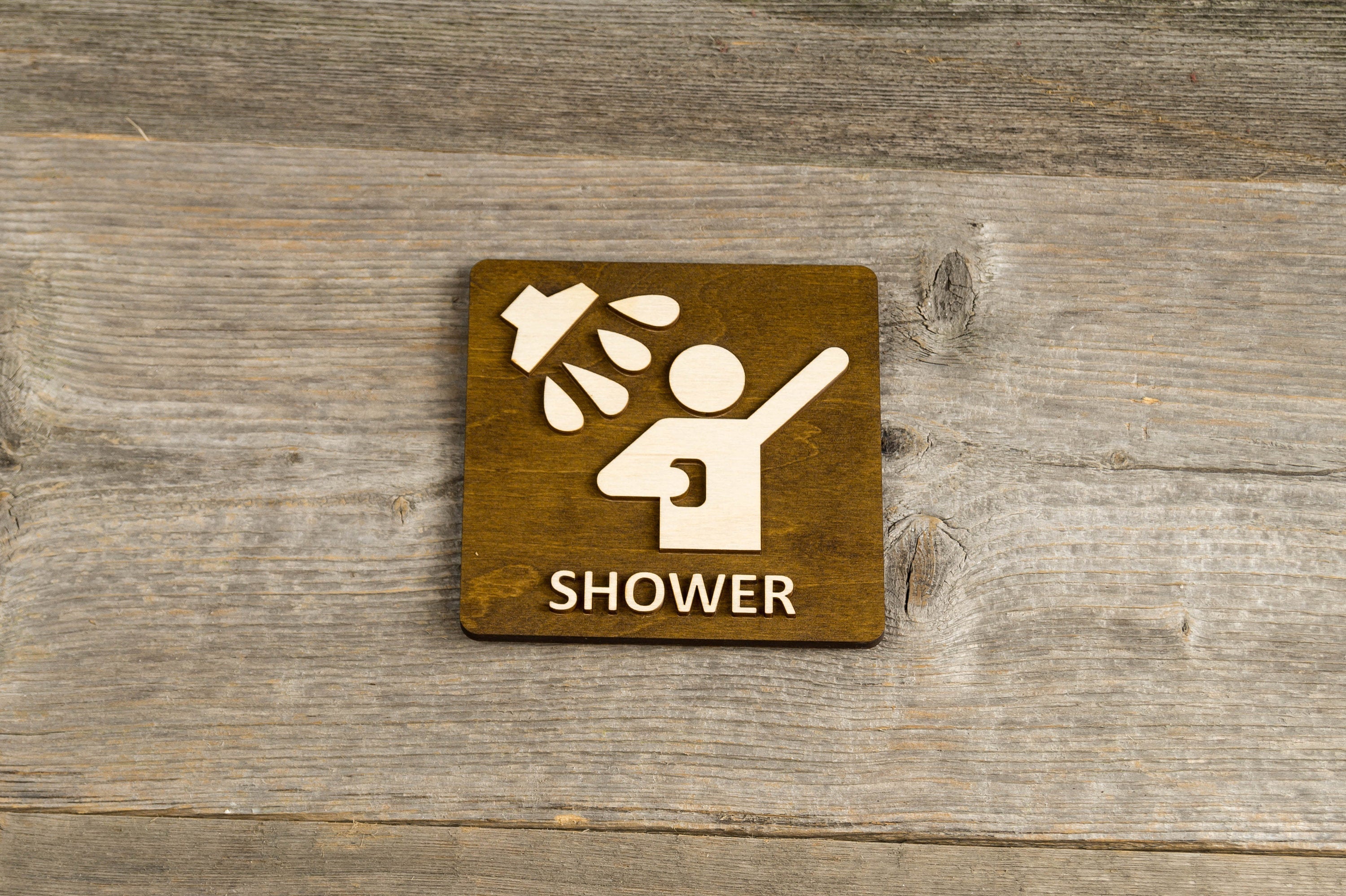 Shower Door Sign – woodendoorsign.com by Etch.pl