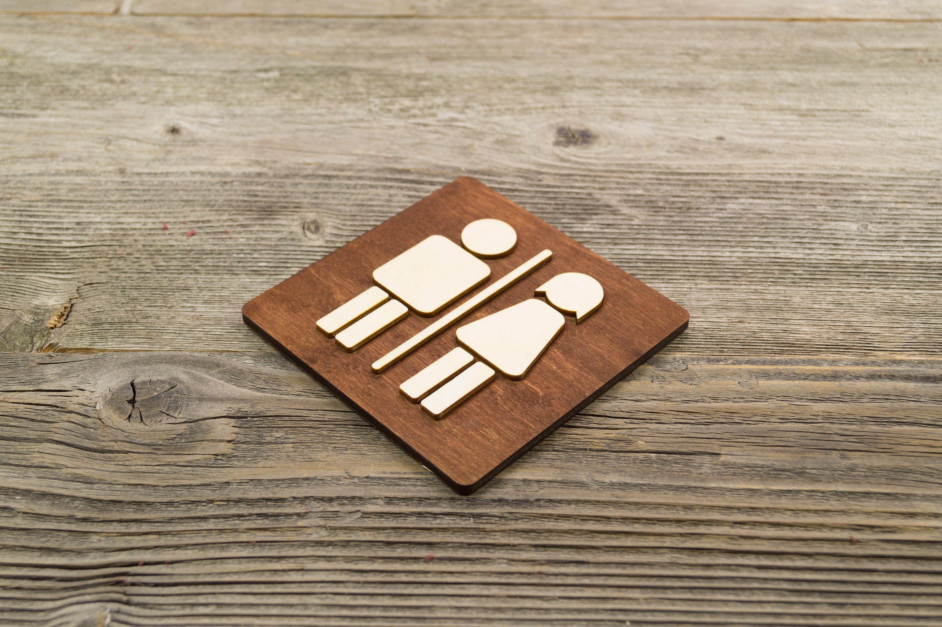 Unisex Restroom Door Sign – woodendoorsign.com by Etch.pl
